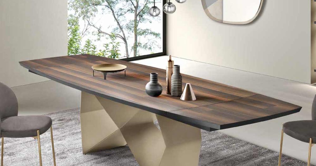 Extendable Table 200/300x100 in Oak Veneer and Metal