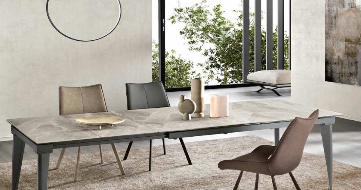Extendable table to 240 cm telescopic in metal and stoneware