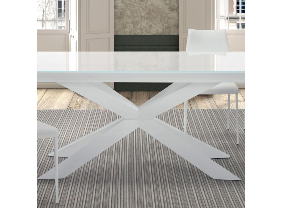 Extendable Table in Tempered Glass up to 14 Seats Made in Italy