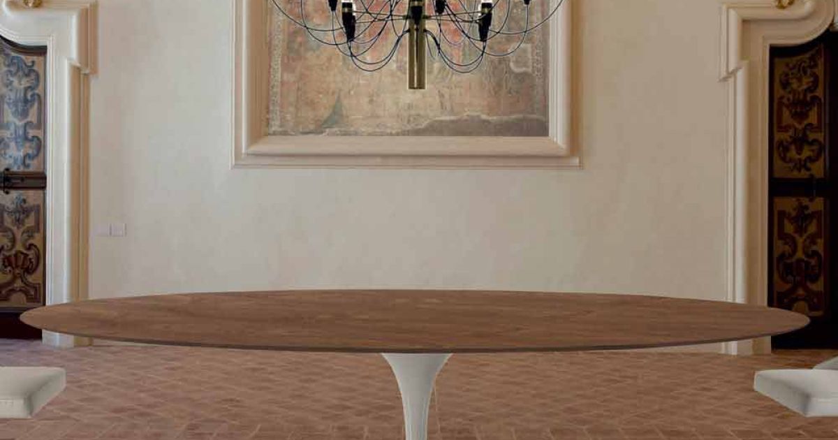 Oval Dining Table with Veneered Top Made in Italy