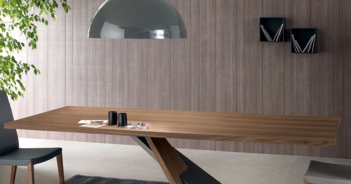 Dining Room Table in Metal and Wood Made in Italy Design
