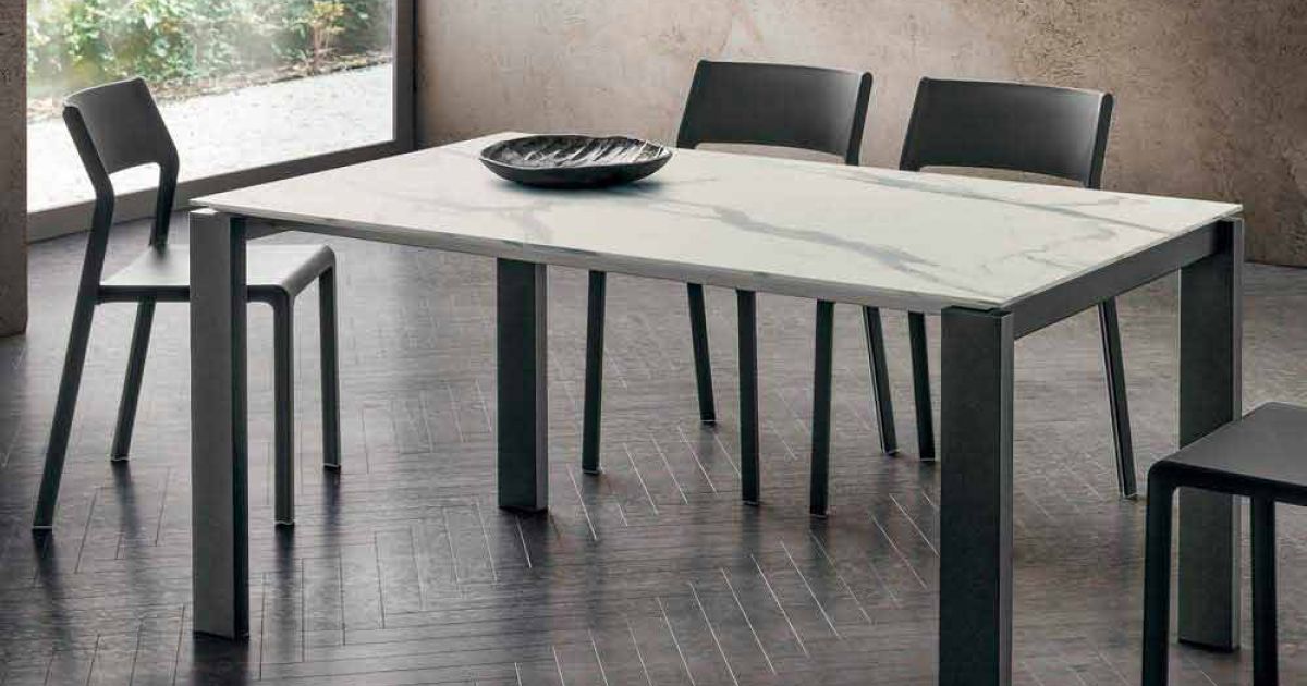 Kitchen Table with Marble Effect Hpl Top Made in Italy