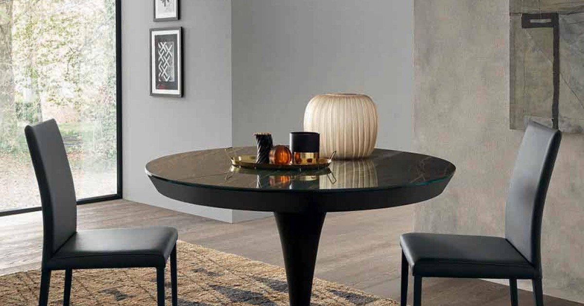 Round Extendable Dining Table in Ceramic Made in Italy