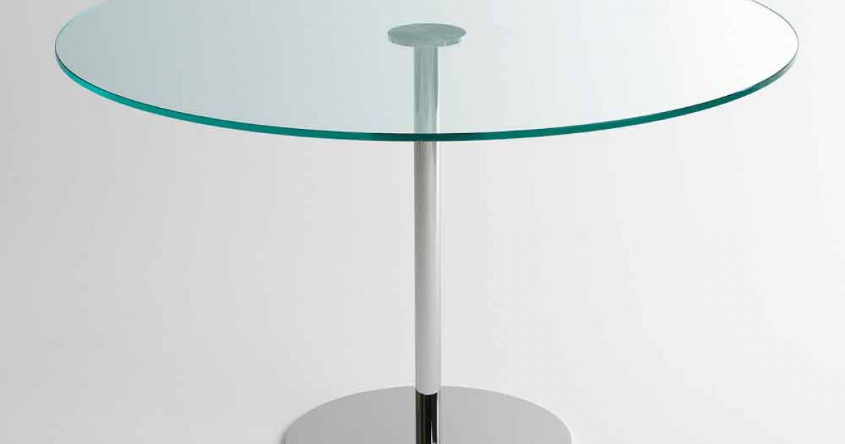 Round table in extra-clear glass made in Italy