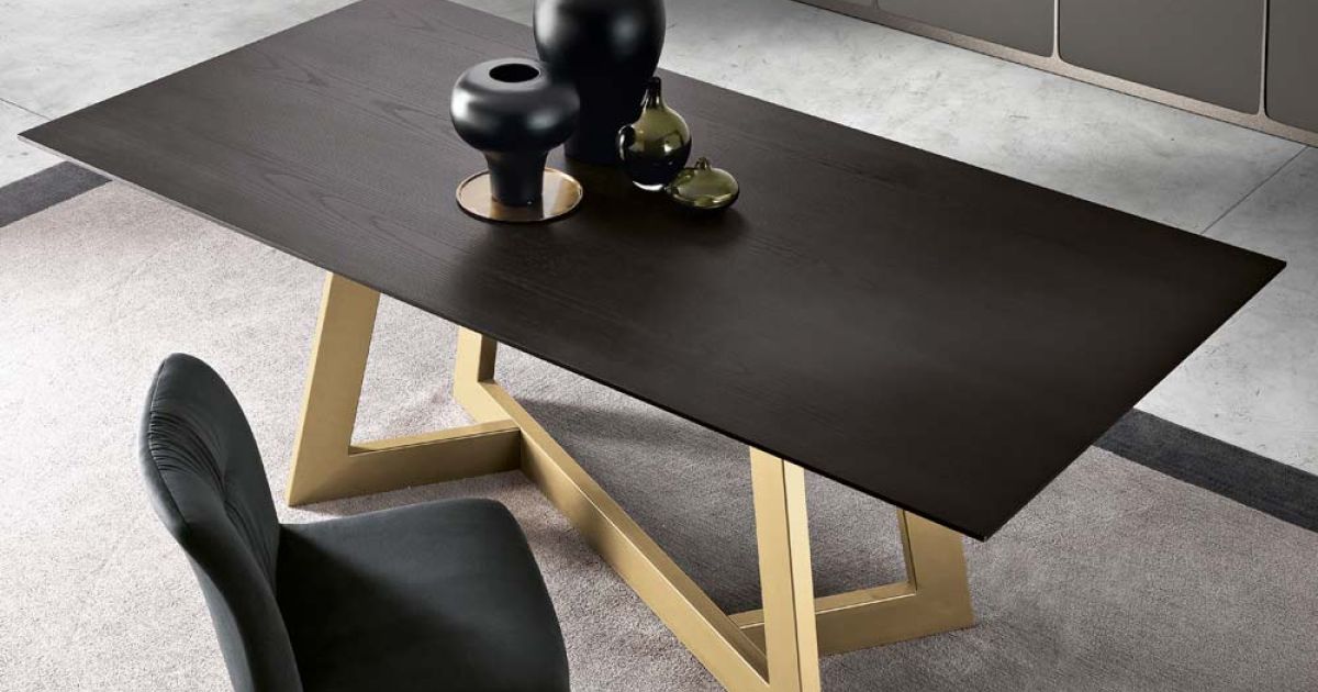 Fixed Dining Table with Veneered Wood Top