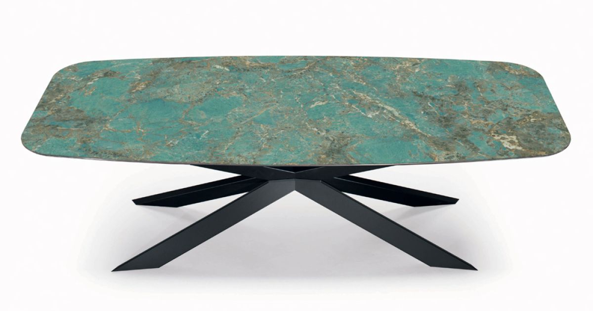 Fixed table in polished Amazonite ceramic