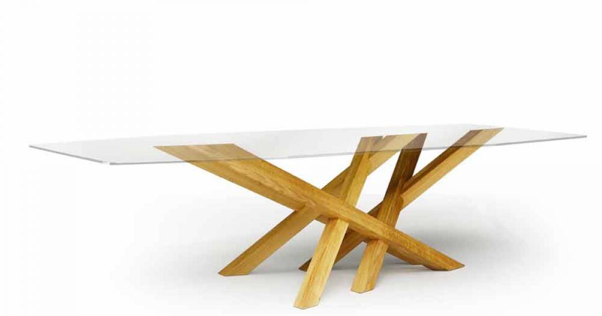 Design living table in transparent glass made in Italy, Acciano