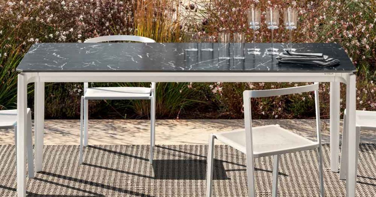 Outdoor Dining Table Aluminum Base Made in Italy