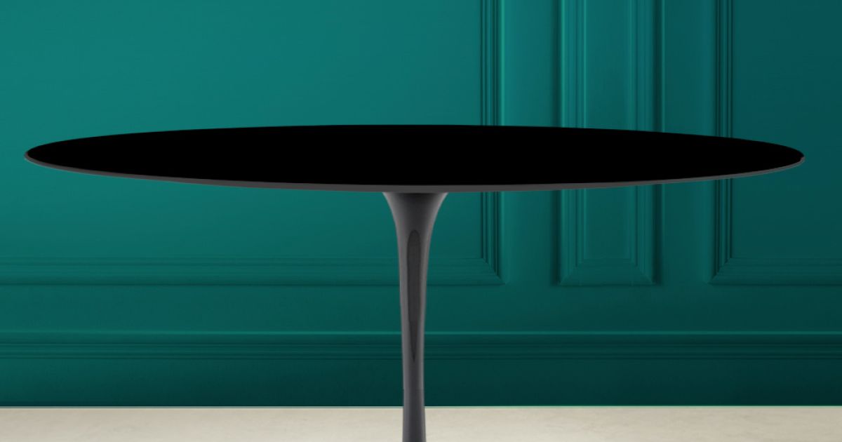 Absolute Black Ceramic Oval Dining Table