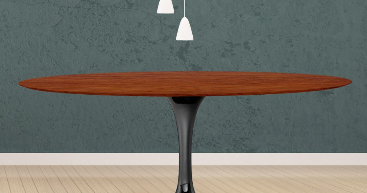 Oval Dining Table in Cherry Stained Oak Made in Italy