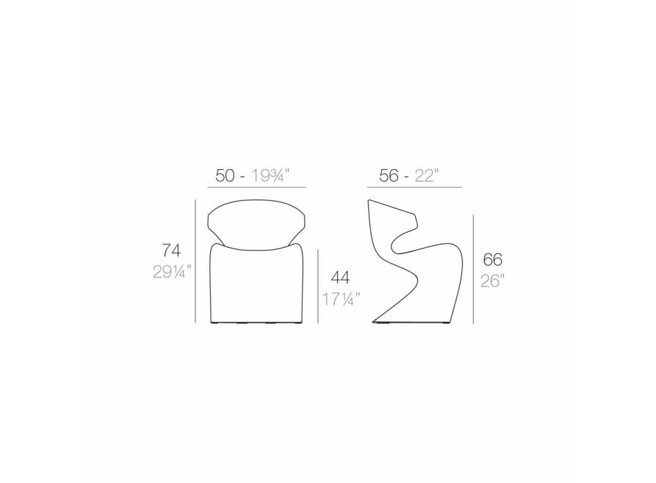 Vondom Wing modern outdoor armchair made of polyethylene, 50x56xH74 cm